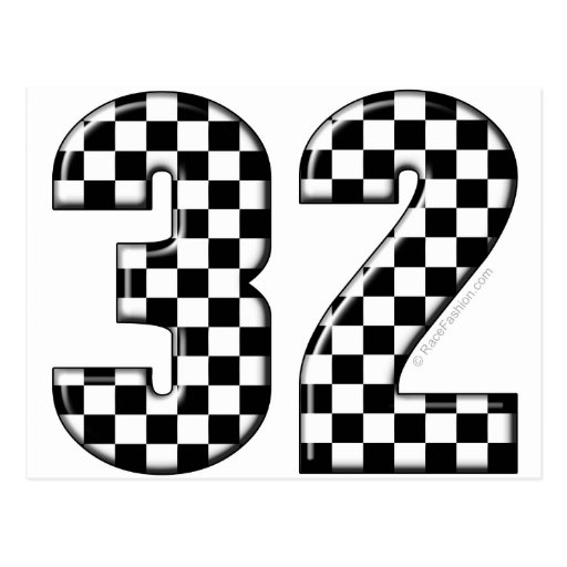 32 auto racing number postcard | Zazzle