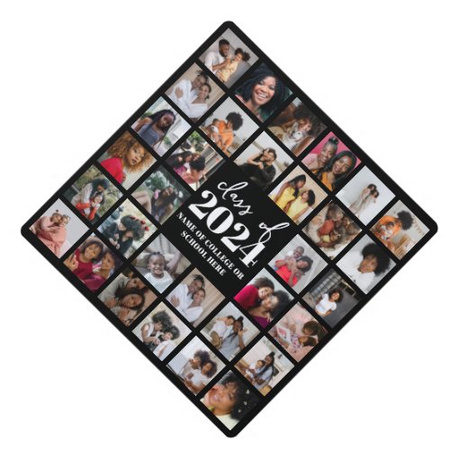 32 Photo Collage Class of | Graduation Cap Topper | Zazzle