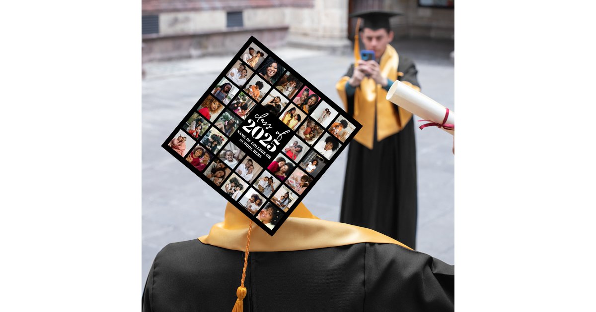 32 Photo Collage Class of | Graduation Cap Topper | Zazzle
