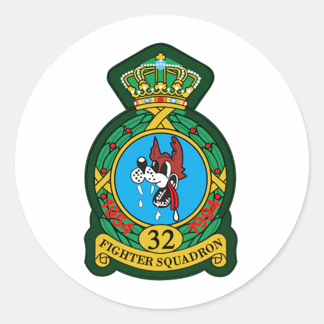 32nd (Tactical) Fighter Squadron Wolfhounds Classic Round Sticker | Zazzle