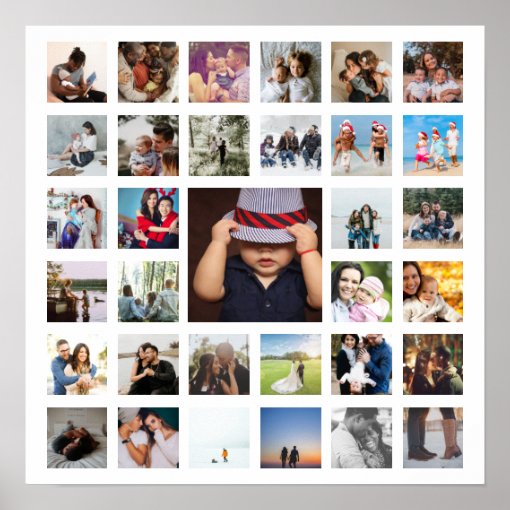 33 Photo Template Personalized Custom Made Collage Poster | Zazzle