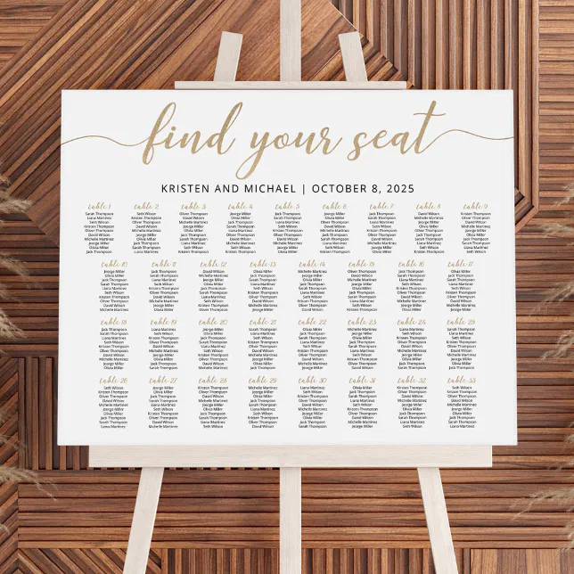 33 Tables Find Your Seat Seating Chart Foam Board | Zazzle