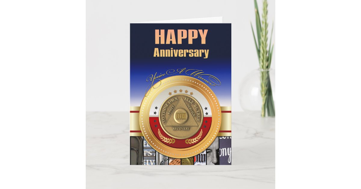 33 Year AA Anniversary Coin You're A Winner Award Card | Zazzle