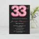 33rd birthday invitation Glam Pink Black Balloon | Zazzle