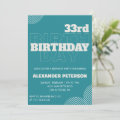 33rd birthday invitation Men Blue Typography | Zazzle