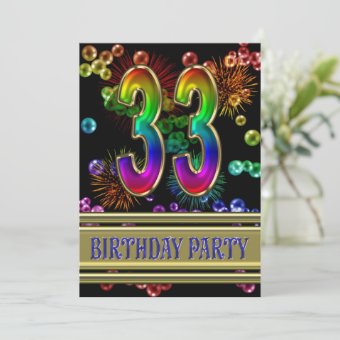 33rd Birthday party Invitation with bubbles | Zazzle