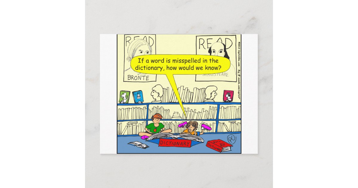 346 Word spelt wrong in dictionary color cartoon Postcard | Zazzle