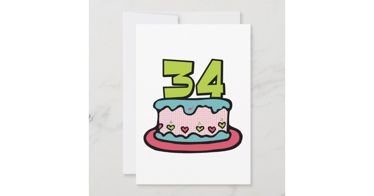 34 Year Old Birthday Cake Card | Zazzle