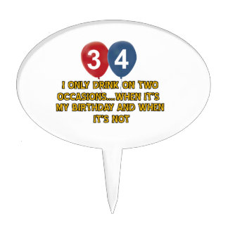 34 Years Birthday Cake Toppers, 34 Years Birthday Cake Picks & Decorations