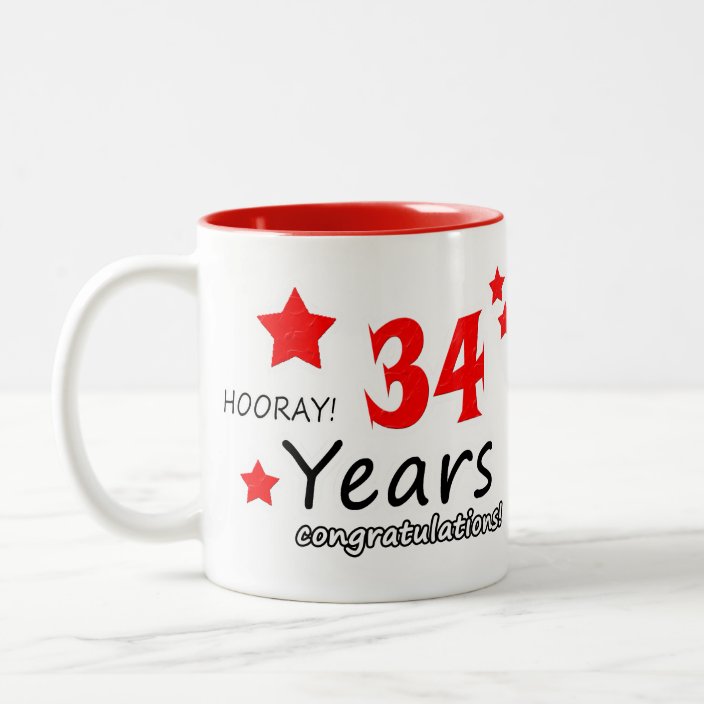 34th anniversary, 34 Years Wedding Anniversaries Two-Tone Coffee Mug ...