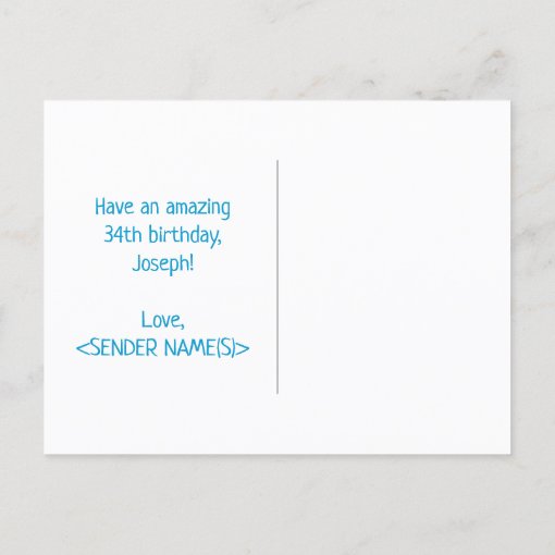 34th Birthday: Bold, Fun, Simple, Rainbow 34 Postcard | Zazzle