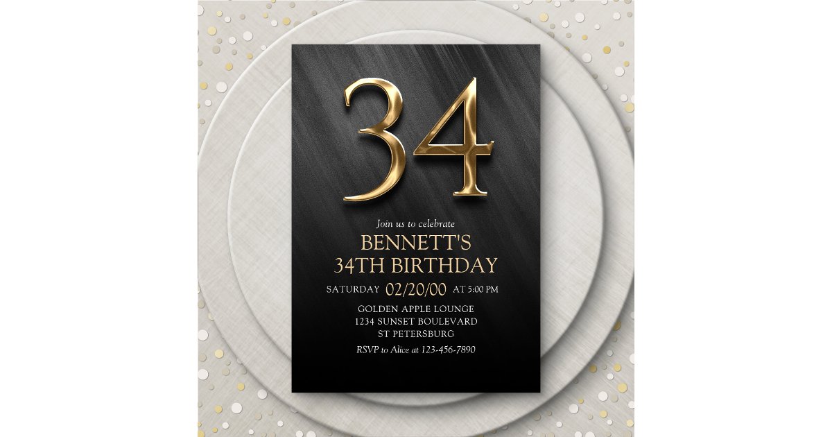 34th Birthday Invitation | Zazzle