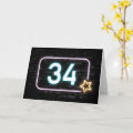 34th Birthday Neon Sign On Brick Wall Card | Zazzle