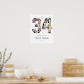 34th Birthday Number 34 Custom Photo Collage Poster | Zazzle