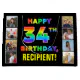 34th Birthday: Rainbow Text, Custom Photos & Name Large Gift Bag | Zazzle