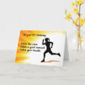 34th Birthday Woman Running Sunburst Background Card | Zazzle