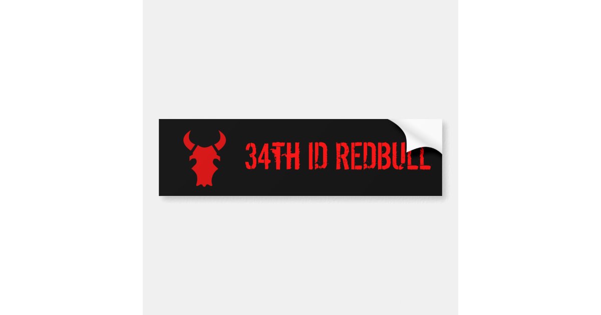 34th ID REDBULL Bumper Sticker | Zazzle