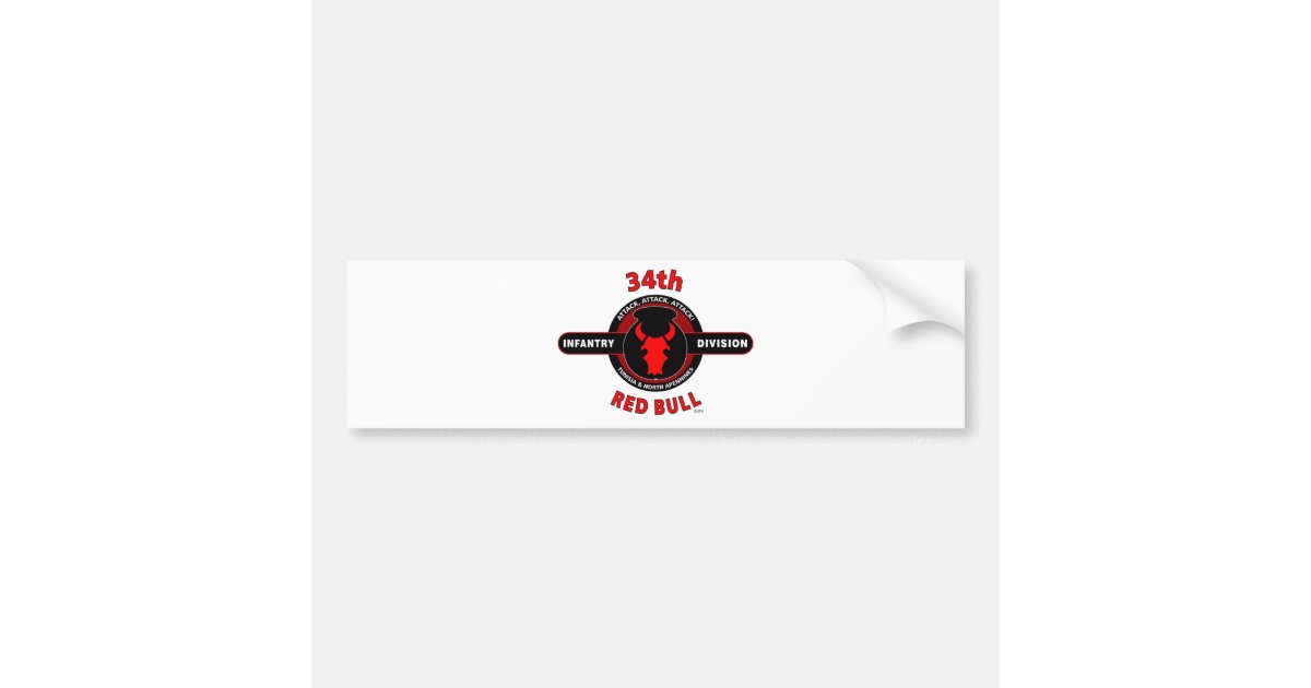 34TH INFANTRY DIVISION" RED BULL" BUMPER STICKER | Zazzle