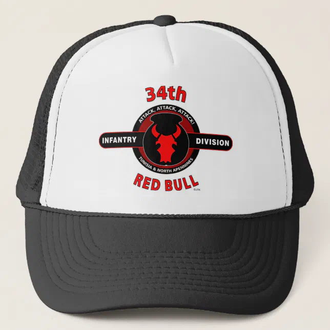 34TH INFANTRY DIVISION" RED BULL" TRUCKER HAT | Zazzle