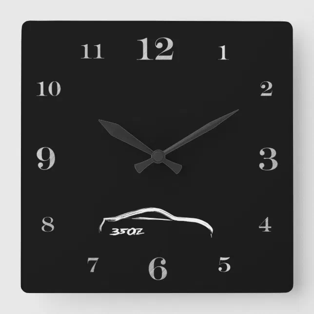 350Z white brushstroke logo Square Wall Clock | Zazzle