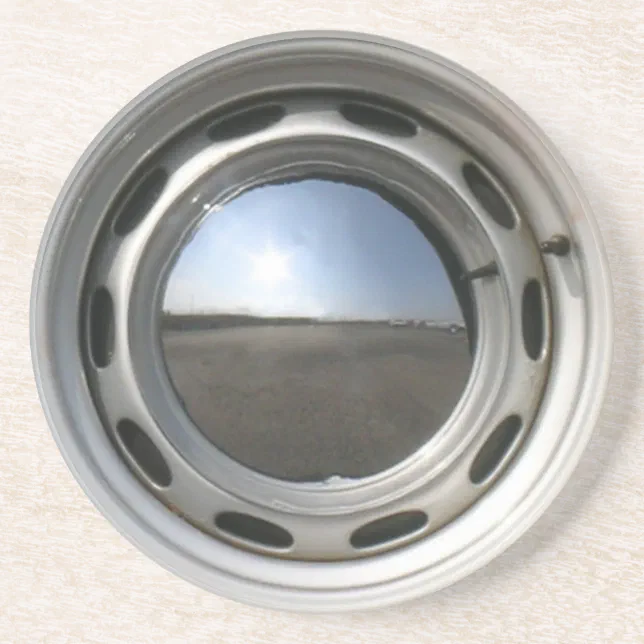 356 Classic car wheel (rim) with chrome hubcap Drink Coaster | Zazzle