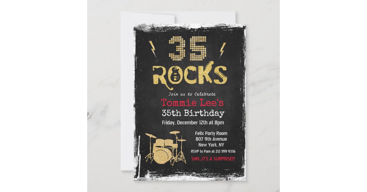 35 Rocks Rock Star Birthday Invitation | Zazzle