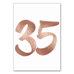 35 Table Number White Metallic Pink Rose Gold Table Number | Zazzle