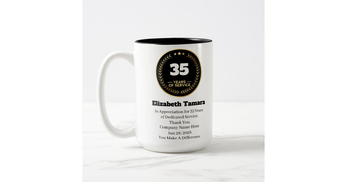 35 Year Work Anniversary | Employee Appreciation Two-Tone Coffee Mug ...