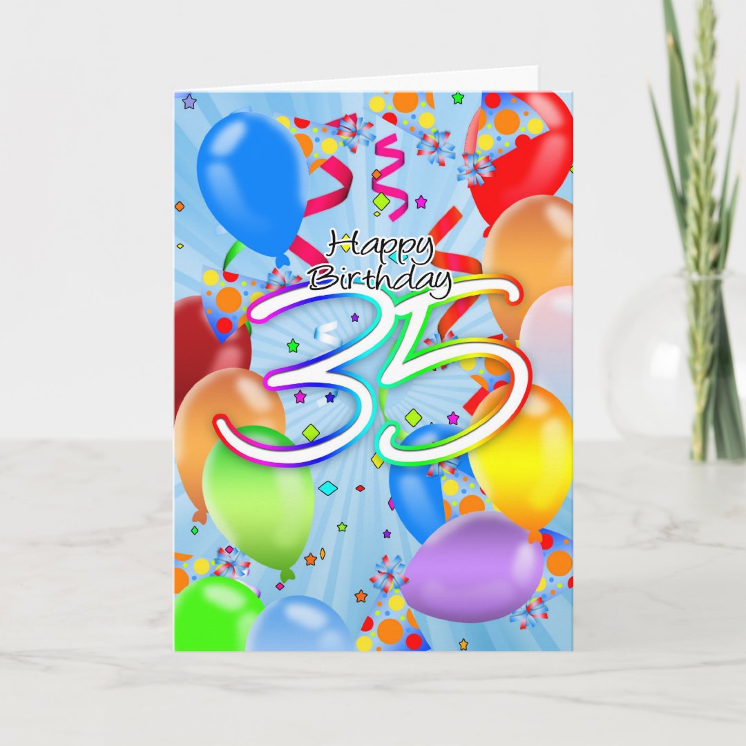 35th Birthday - Balloon Birthday Card - Happy Birt | Zazzle