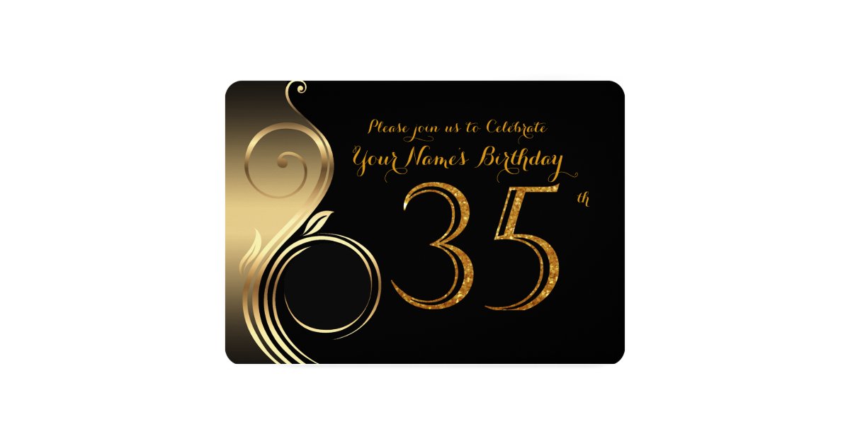 35th Birthday Invitation Number Glitter Gold Photo Invitation Zazzle 35th Birthday Invitation Number Glitter Gold Photo Invitation Zazzle