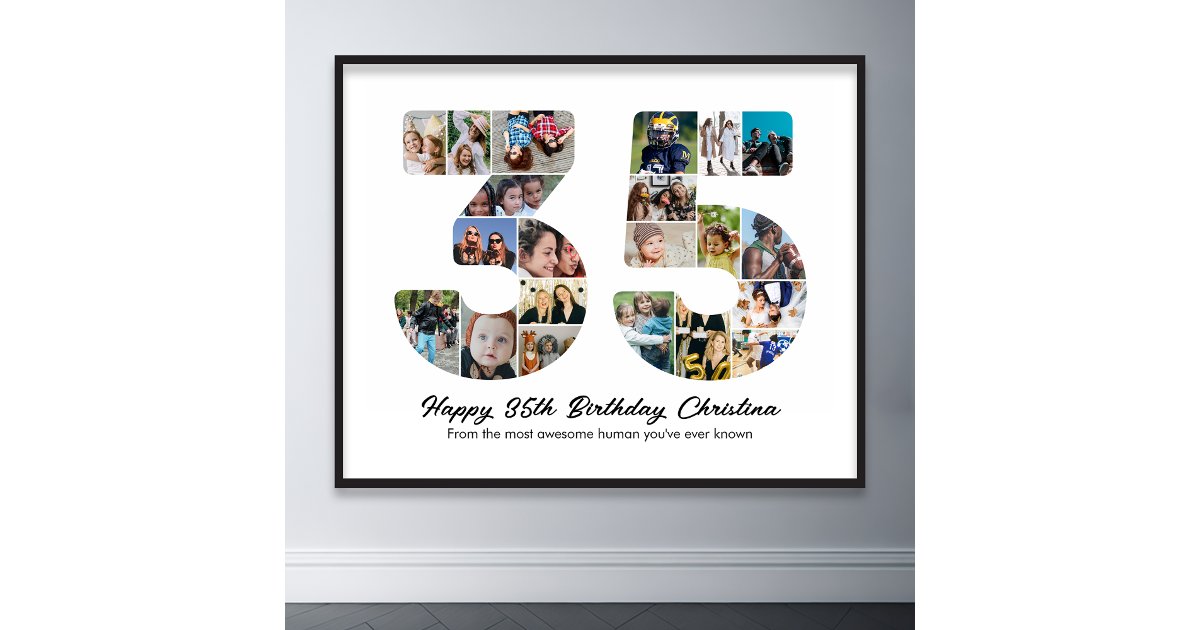 35th Birthday Number 35 Photo Collage Anniversary Poster | Zazzle