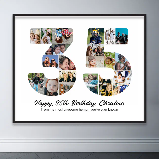 35th Birthday Number 35 Photo Collage Anniversary Poster | Zazzle