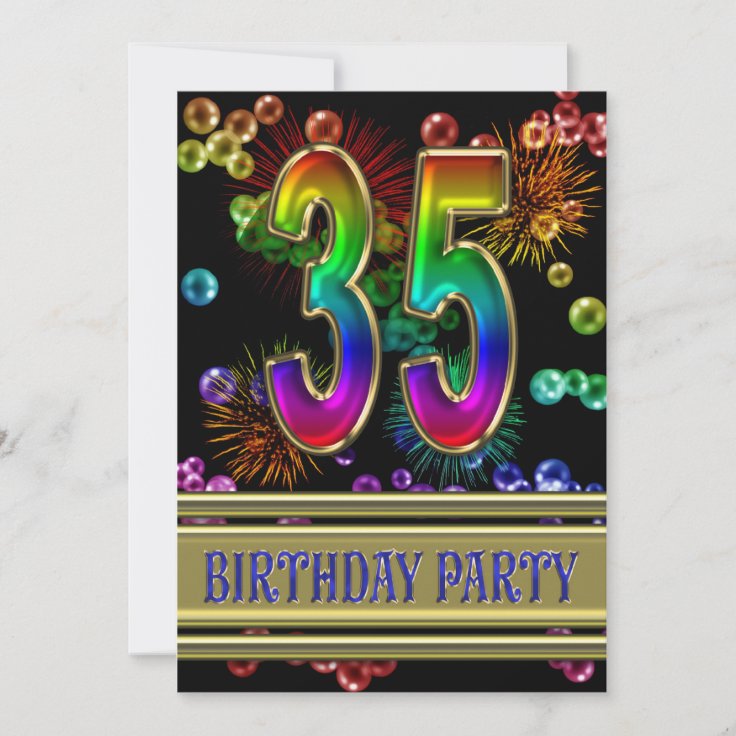 35th Birthday party Invitation with bubbles | Zazzle