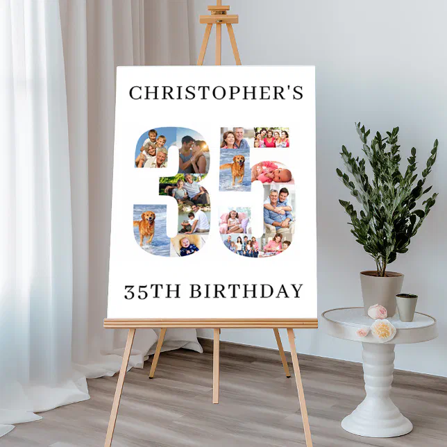35th Birthday Photo Collage Number 35 Personalized Foam Board | Zazzle