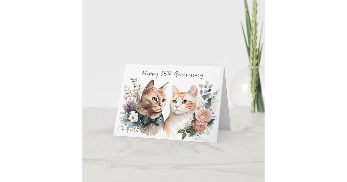 35th Wedding Anniversary Cats Card | Zazzle