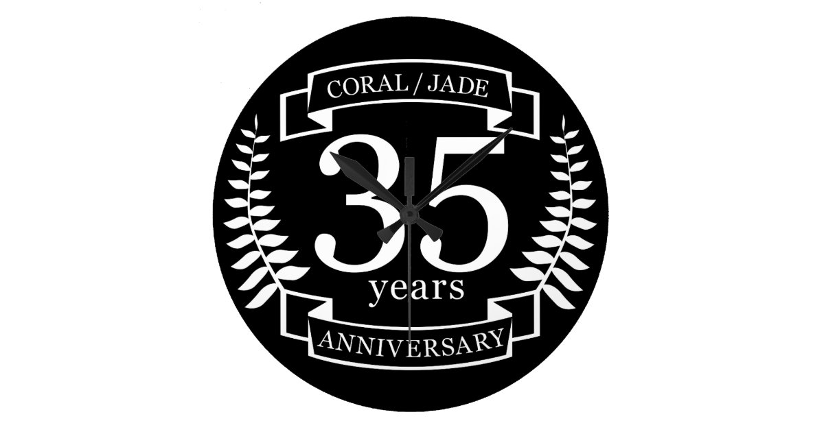 35th Wedding ANNIVERSARY JADE / CORAL Large Clock | Zazzle.com