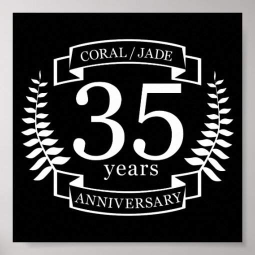 35th Wedding ANNIVERSARY JADE / CORAL Poster | Zazzle