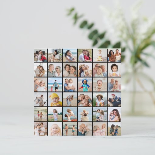36 Photo Collage Editable Color Greeting Card | Zazzle