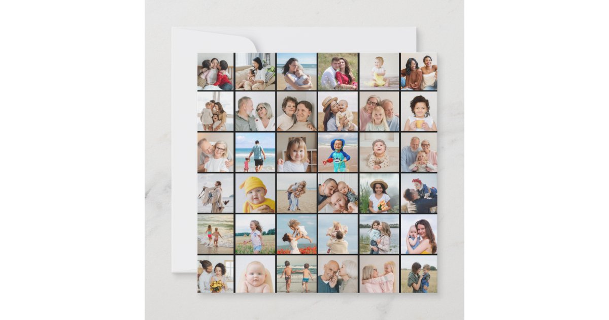 36 Photo Collage Editable Color Greeting Card | Zazzle