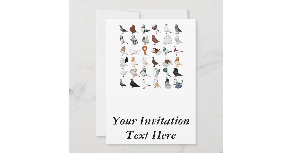 36 Pigeon Breeds Invitation | Zazzle