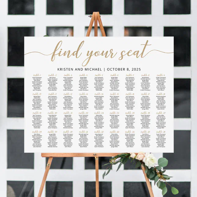 36 Tables Find Your Seat Seating Chart Plan | Zazzle