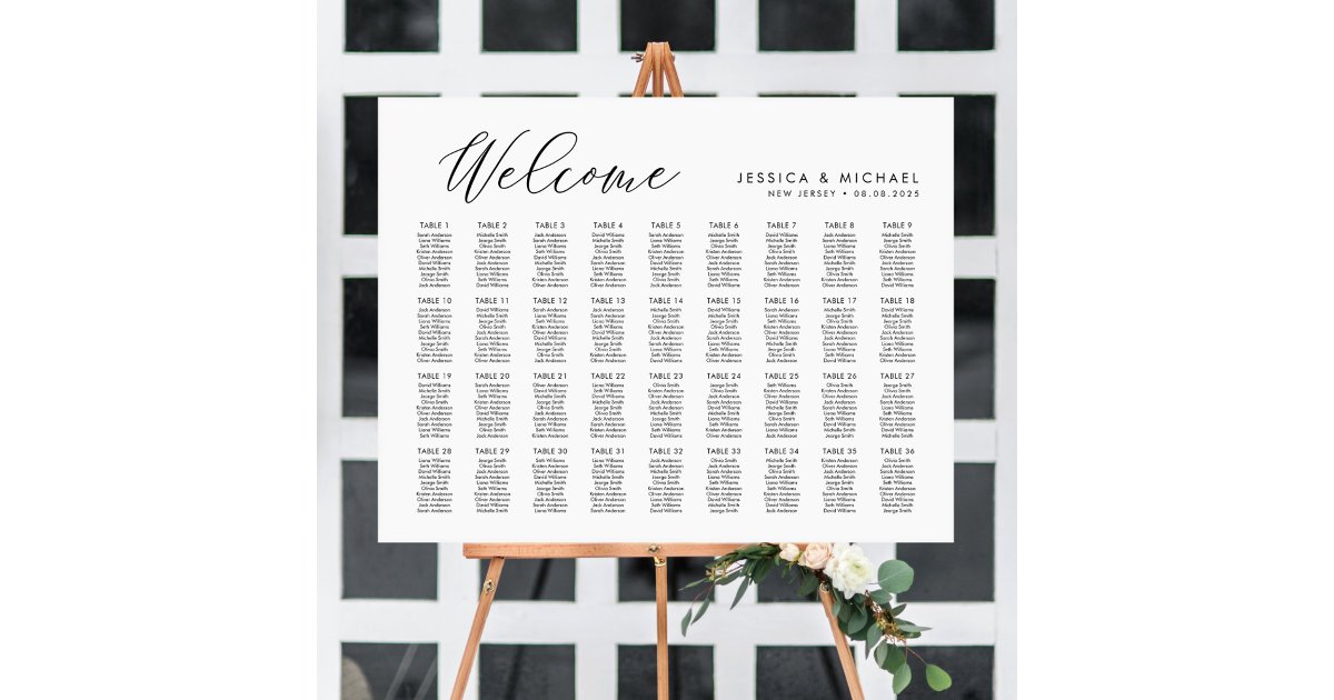 36 Tables Large Welcome Seating Chart Plan Foam Board | Zazzle
