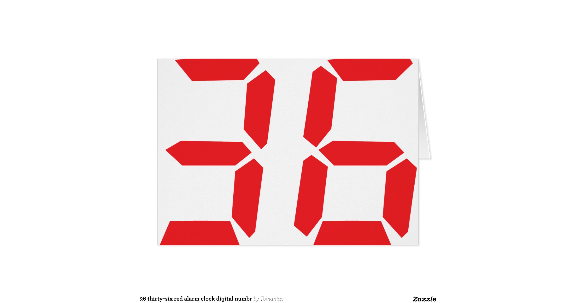 36 thirty-six red alarm clock digital numbr greeting card | Zazzle