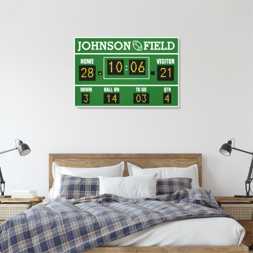 36" x 24" Personalized Football Scoreboard Canvas Print | Zazzle