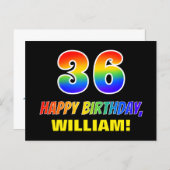36th Birthday: Bold, Fun, Simple, Rainbow 36 Postcard | Zazzle