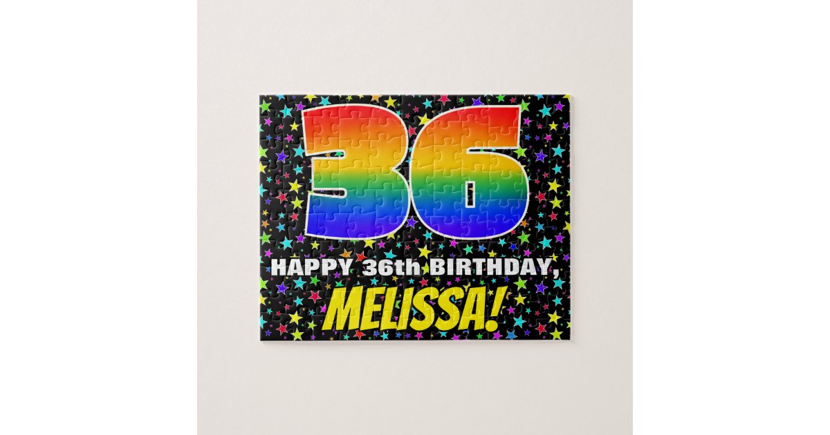 36th Birthday — Fun, Colorful Star Field Pattern Jigsaw Puzzle | Zazzle