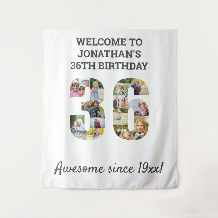 36th Birthday Party Photo Collage Backdrop | Zazzle.com