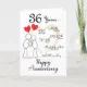 36th Wedding Anniversary Card with heart balloons | Zazzle