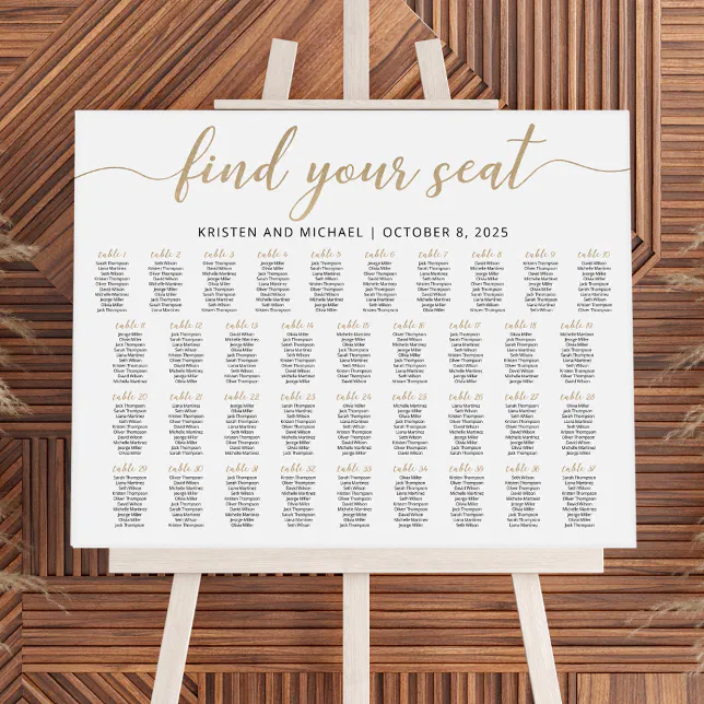 37 Tables Find Your Seat Seating Chart Foam Board | Zazzle