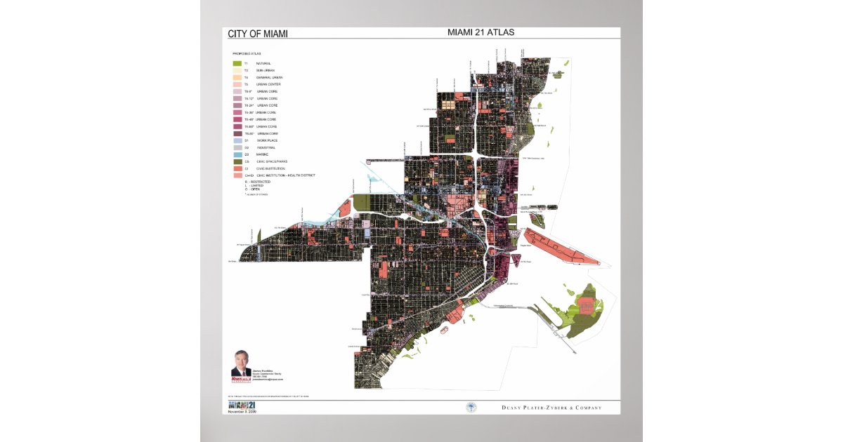 37" x 36" Miami 21 Zoning Code Atlas Poster Matte | Zazzle